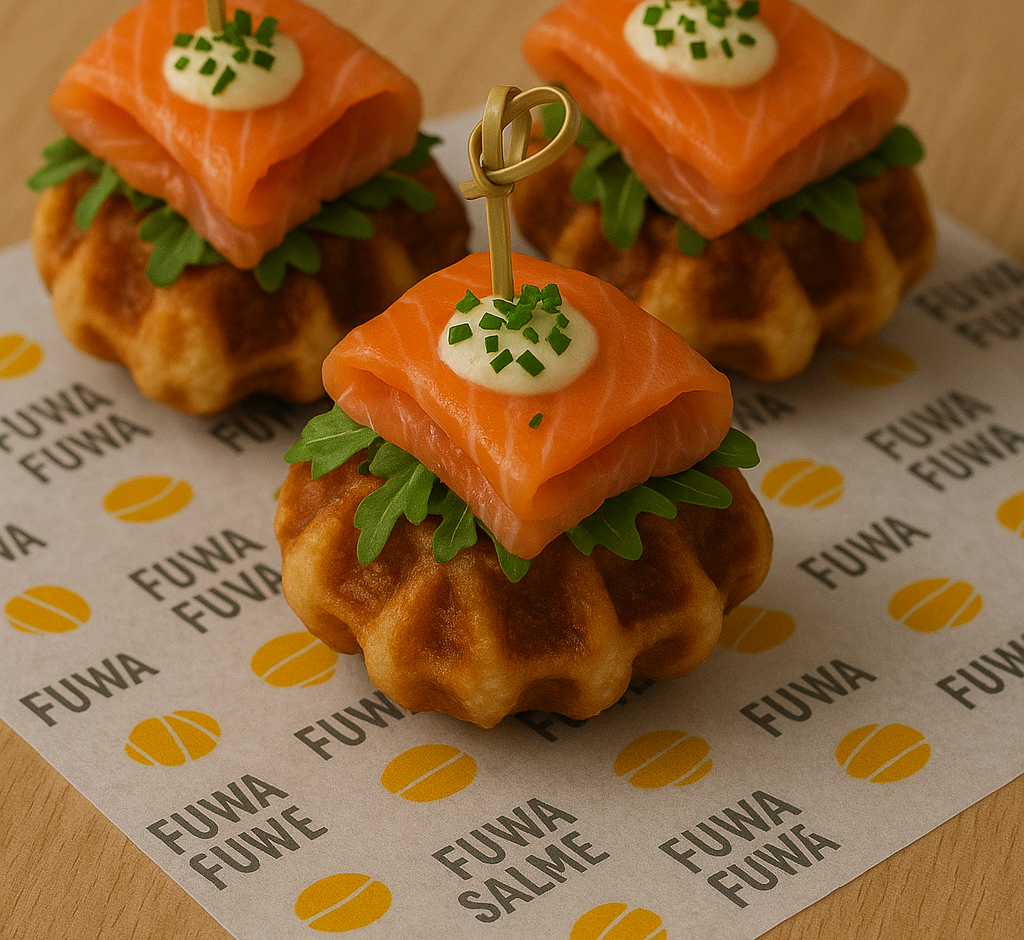 Smoked Salmon Croffle Bites – $49.99/platter – Fuwa Fuwa Pancakes